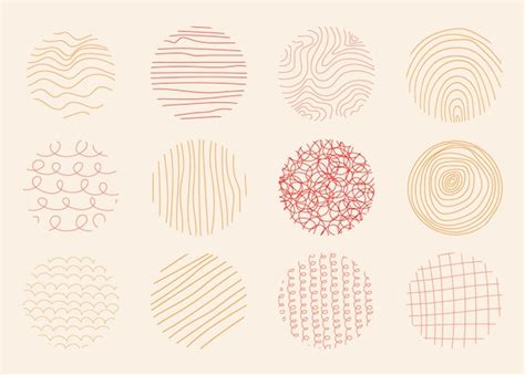 Premium Vector Round Framed Doodle Texture Set