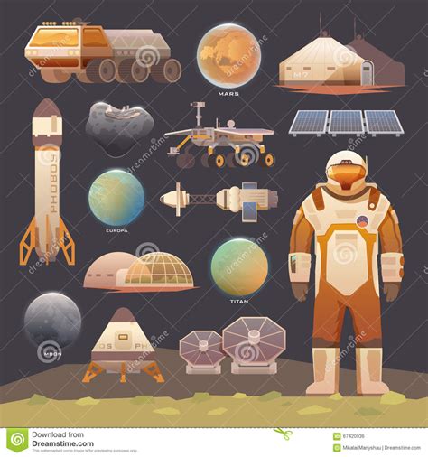 Flat Vector Elements Space Exploration Stock Vector Illustration Of Astronomy Galaxy 67420936