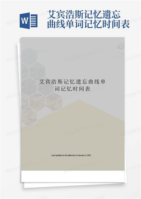 艾宾浩斯记忆遗忘曲线单词记忆时间表 Word模板下载 编号qxwdayvn 熊猫办公