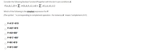 solved consider the following boolean function f together