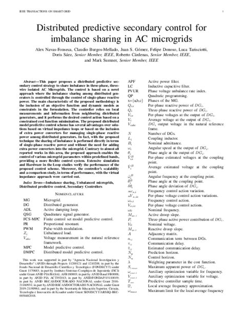 Pdf Distributed Predictive Secondary Control For Imbalance Sharing In