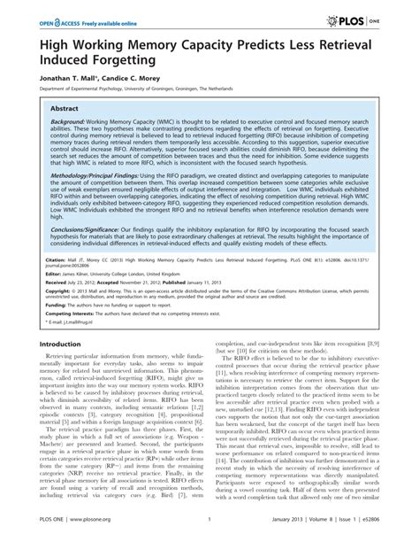 pdf high working memory capacity predicts less retrieval induced