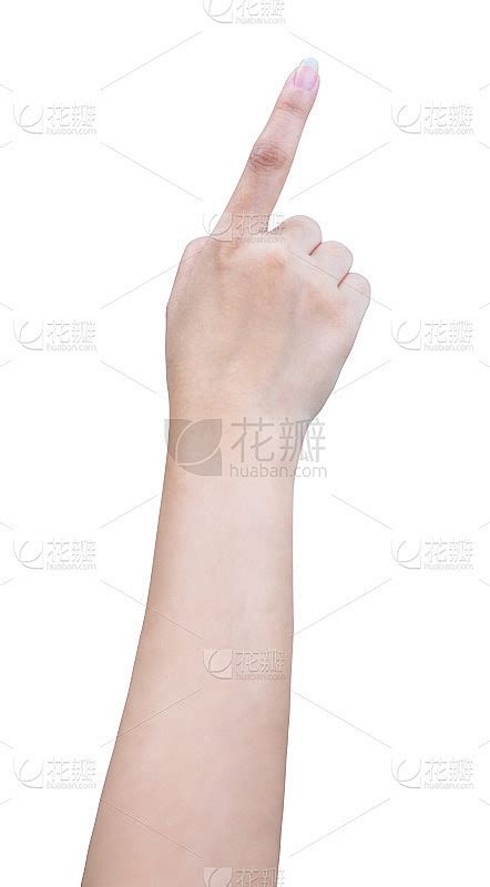 孤立的女性手触摸或指向与剪切路径