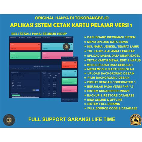 Jual Aplikasi Web Source Code Cetak Kartu Pelajar Siswa Garansi Seumur