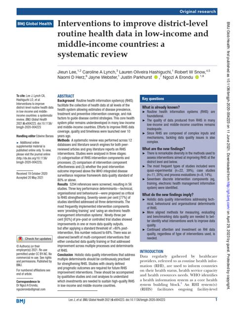 Routine Health Data Systematic Review Sample Pdf