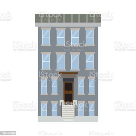 워크 업 주거 아파트 건물 벽돌 집의 플랫 벡터 그림 흰색 배경에 격리 갈색 사암에 대한 스톡 벡터 아트 및 기타 이미지 갈색 사암 0명 건물 외관 Istock