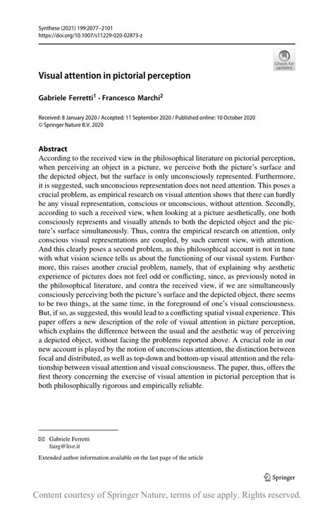 Visual Attention In Pictorial Perception Request Pdf