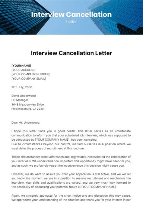 Free Interview Cancellation Letter Template Edit Online And Download