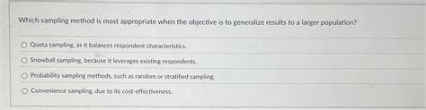 solved which sampling method is most appropriate when the