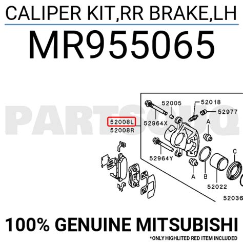 MR955065 Mitsubishi OEM Genuine Caliper Kit RR Brake LH for sale online ...