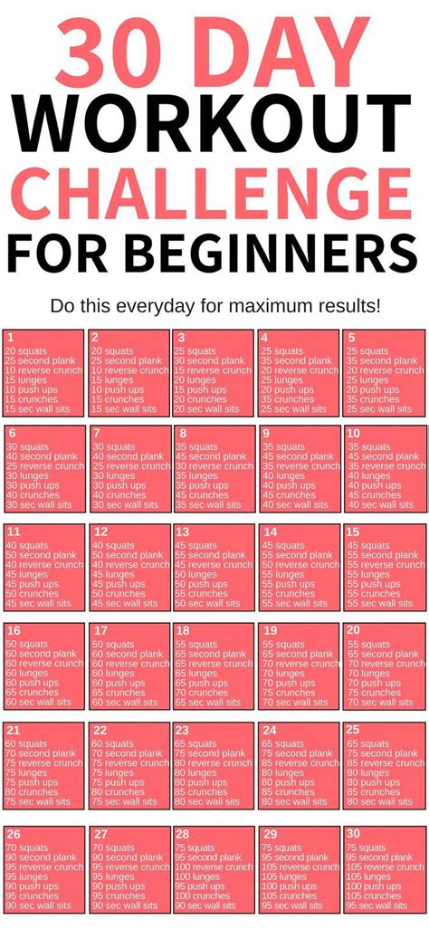30 Day Workout Challenge For Beginners
