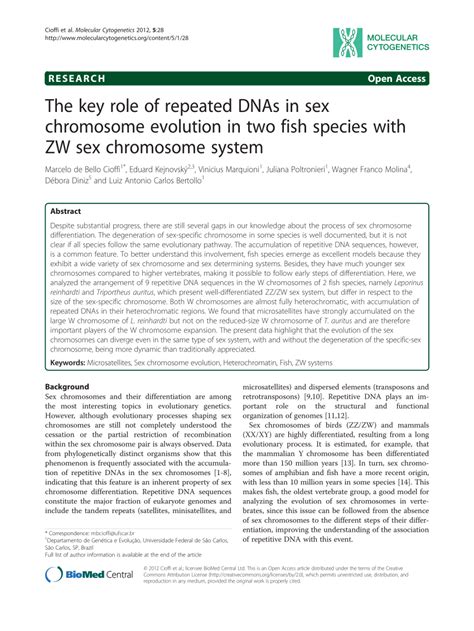 PDF Correction The Key Role Of Repeated DNAs In Sex Chromosome Evolution In Two Fish Species