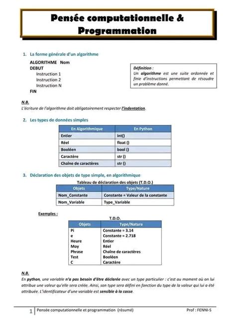 3 ème sc informatique algorithme et programmation 3ème informatique