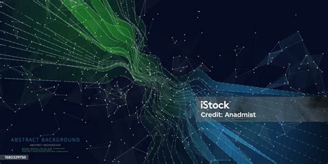 추상적인 배경색 노이즈 와이어프레임에는 어두운 곳에 흰색 격자가 있습니다 빅 데이터 기술 개념 데이터 그리드입니다 비즈니스 과학