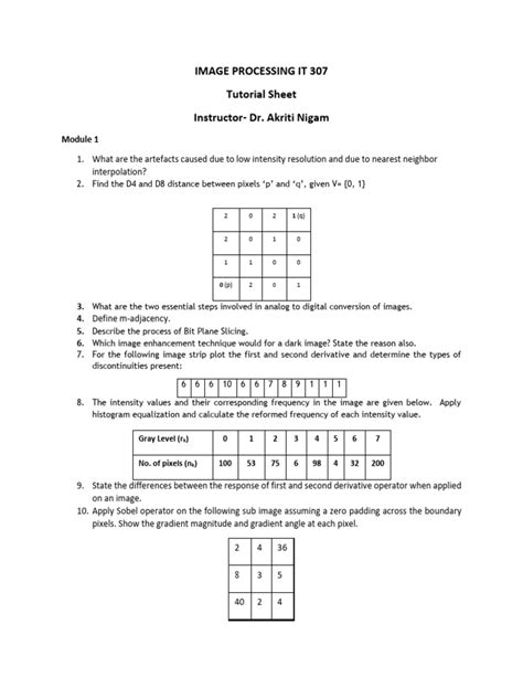 Tutorial Sheet Ip Pdf Data Compression Discrete Fourier Transform