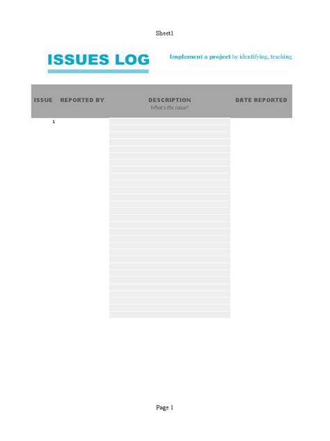 Issues Log Template Pdf Issues Log Template Pdf