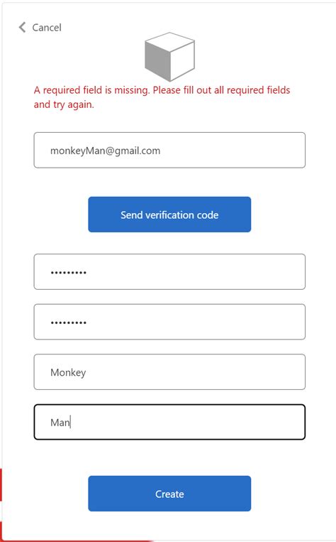 Is There A Way To Force Email Verification In Azure B2c Before Allowing User To Click Create Or