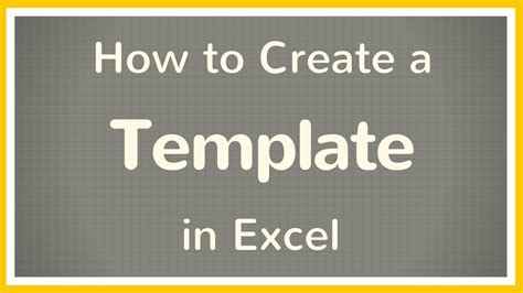 How To Create A Excel Template