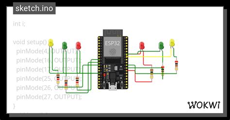 ไฟจราจร Wokwi Esp32 Stm32 Arduino Simulator