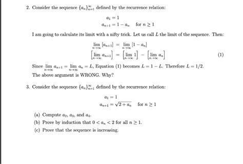 solved 2 consider the sequence {an} 1 defined by the