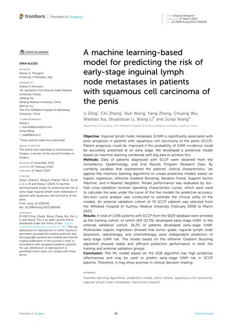 Pdf A Machine Learning Based Model For Predicting The Risk Of Early
