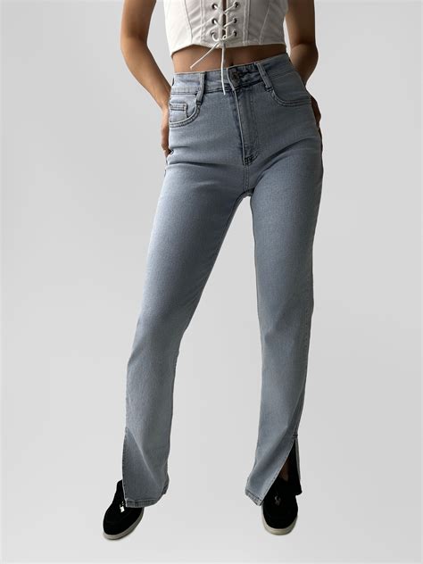Джинсы RR DENIM 1491 прямые однотонные с разрезами внизу купить ...