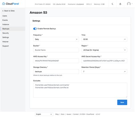 Remote Backups CloudPanel Documentation