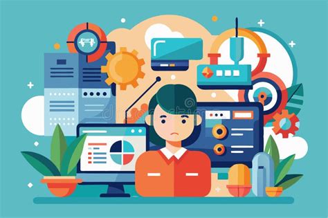 A Person Engages With Multiple Screens In A Vibrant Tech Inspired Workspace Filled With Plants