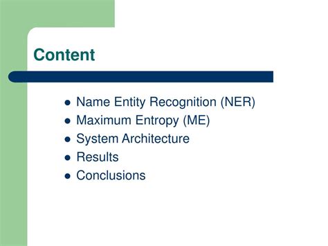 Ppt Exploiting Diverse Knowledge Source Via Maximum Entropy In Name Entity Recognition