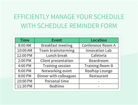 Efficiently Manage Your Schedule With Schedule Reminder Form Excel