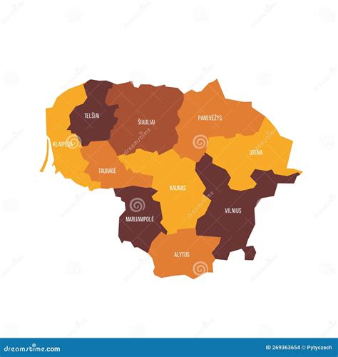 Lithuania Political Map Of Administrative Divisions Stock Illustration
