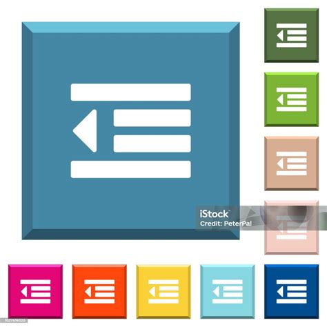Decrease Text Indentation White Icons On Edged Square Buttons Stock Illustration Download