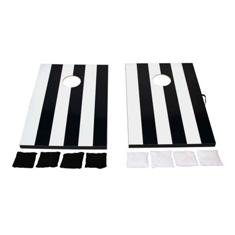 51 Off Best Sale Laila Ali Black And White Striped Cornhole Set Grab Yours Today
