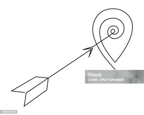 지도 한 라인 아트 손으로 그린 길 목적지 연속 윤곽 트렌디 한 템플릿 방향 Gps 탐색 개념에서 가리키는 위치가있는 화살표 편집 가능한 획 격리벡터 그림 개념 기호에 대한
