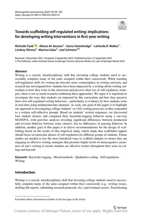 Towards Scaffolding Self Regulated Writing Implications For Developing Writing Interventions In
