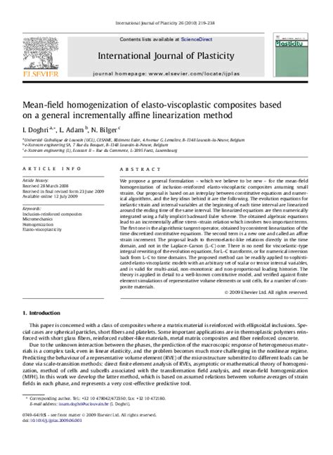 Pdf Mean Field Homogenization Of Elasto Viscoplastic Composites Based On A General