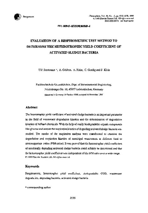 Pdf Evaluation Of A Respirometric Test Method To Determine The