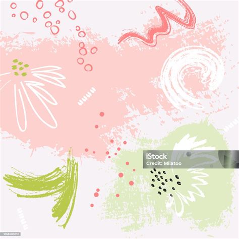 수 박 그런 지 핑크 그린 Bckground 파스텔 색상 브러쉬 스트로크 페인트입니다 벡터 추상 종이 표식 모양 잉크 아트