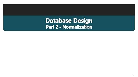Database Design Part Normalization Chapter