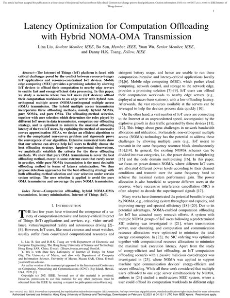 Pdf Latency Optimization For Computation Offloading With Hybrid Noma Oma Transmission