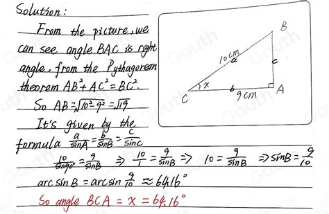 Solved Q11 Use Trigonometry To Work Out The Size Of Angle X Not Drawn Accurately Answer