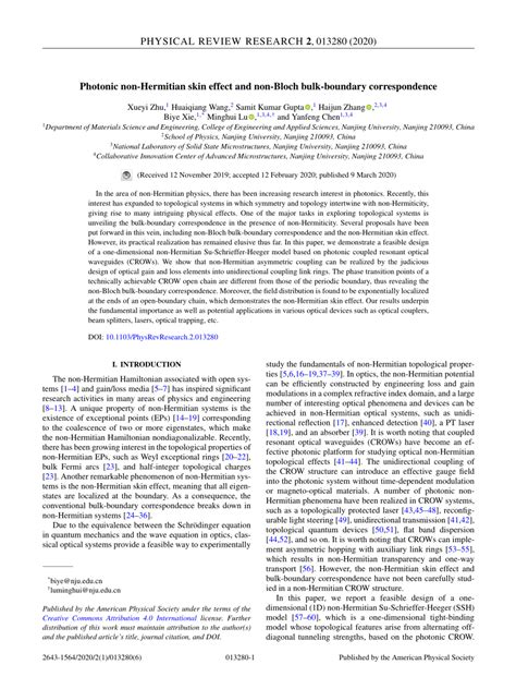 Pdf Photonic Non Hermitian Skin Effect And Non Bloch Bulk Boundary