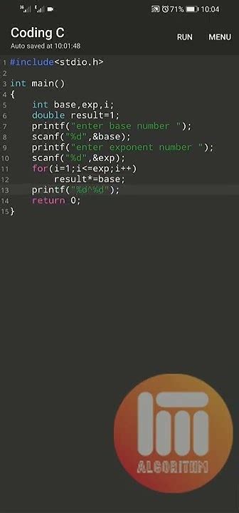C Program To Calculate The Power Of A Number 1ma Programming Code Coder Youtube Short