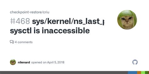 Syskernelnslastpid Sysctl Is Inaccessible · Issue 468 · Checkpoint Restorecriu · Github