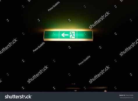 Emergency Exit Sign Glowing Dark Stock Photo Shutterstock