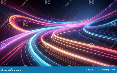 Bright Pastel Light Trails Curve Dynamically Against A Dark Background