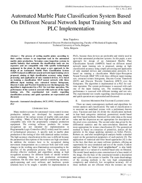 pdf automated marble plate classification system based on different neural network input