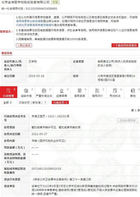 最新！金准医学被吊销执业许可证检测核酸北京