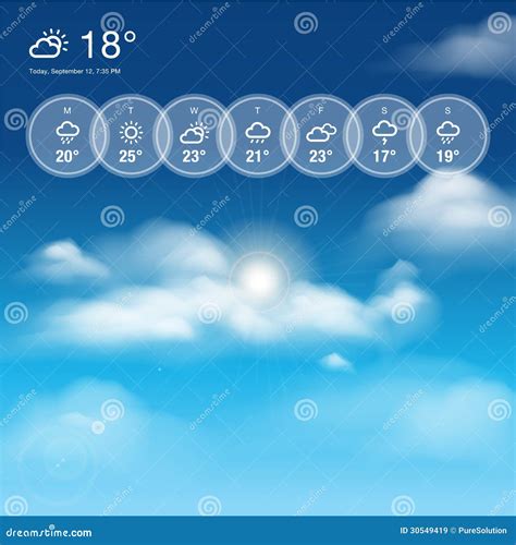 weather widget template and sky theme background royalty free stock