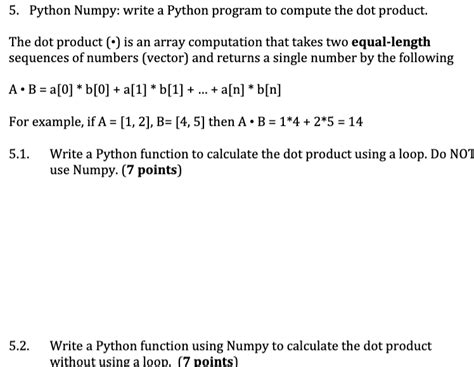 Solved 5 Python Numpy Write A Python Program To Compute